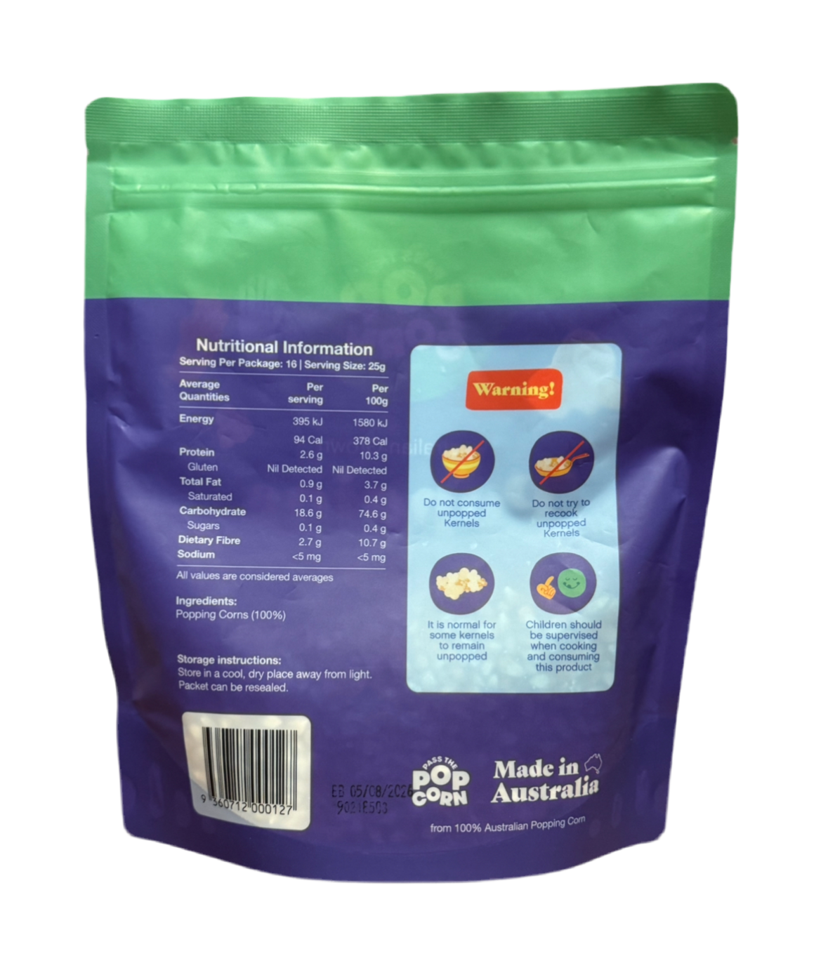 Popping Corn Kernels - 100% Australian Grown 400g – Pass The Popcorn