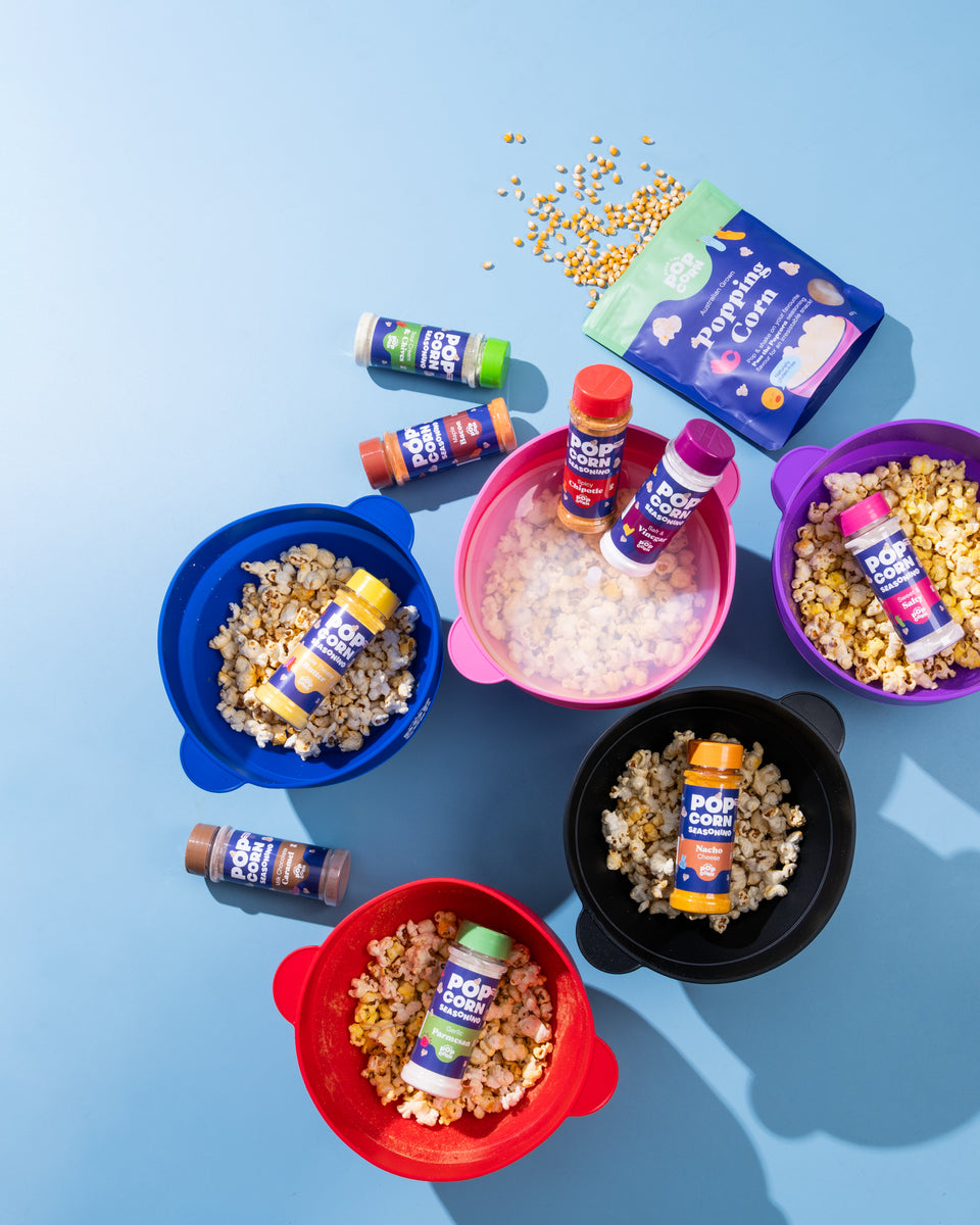 The Ultimate Flavour Explorer 8 PK & Popper Bowl with lid & Kernels ...